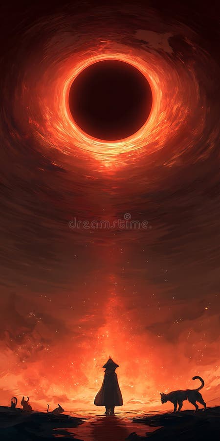 A Dramatic Scene Features a Colossal, Fiery Black Hole Dominating the ...