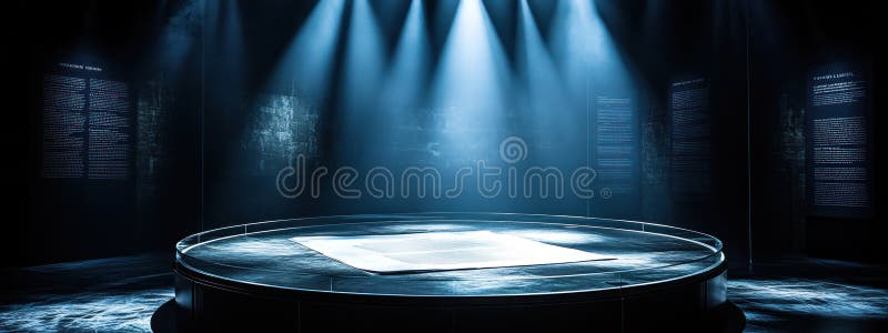 Empty Modern Gallery Space Dramatic Lighting Dark Walls Stock Photos ...