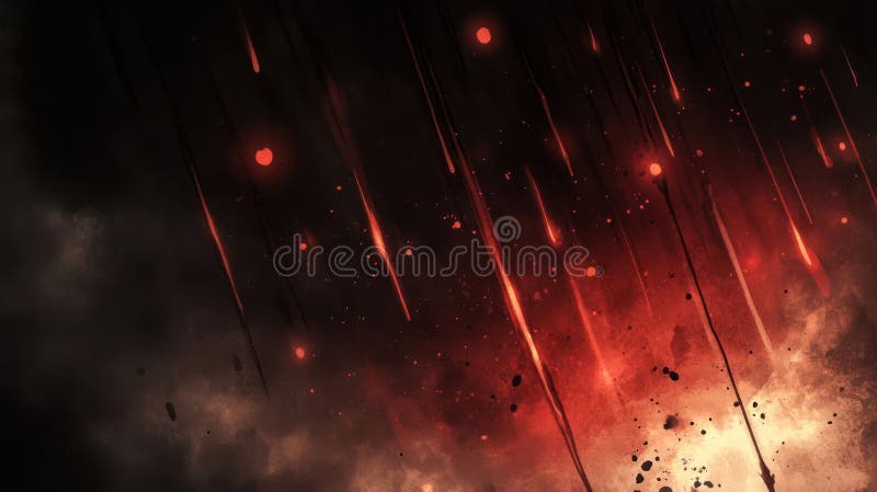 A Dramatic Scene Featuring Fiery Particles Descending Against a Dark ...