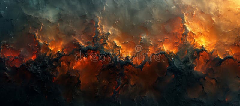 Abstract Fiery Smoke and Clouds Showing Dramatic Composition with ...