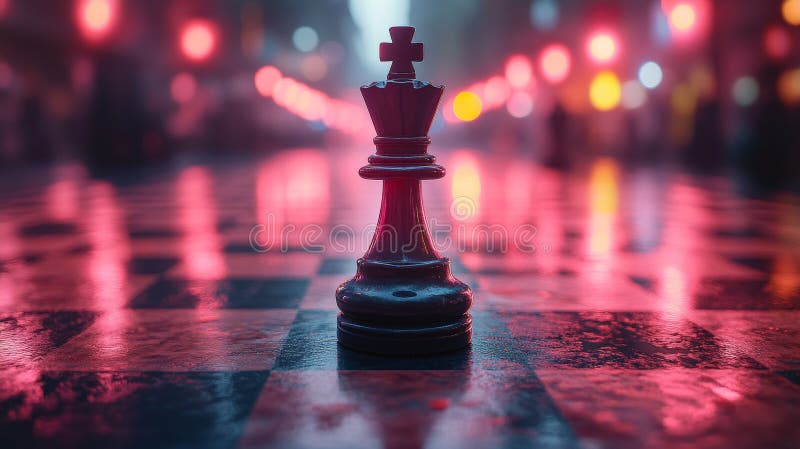 Dramatic Scene Featuring a King Chess Piece in a Strategic Position on ...