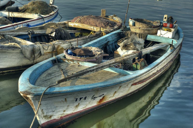Dramatic Scene of Fishing Boats at a Port in Sidon Stock Photo - Image ...