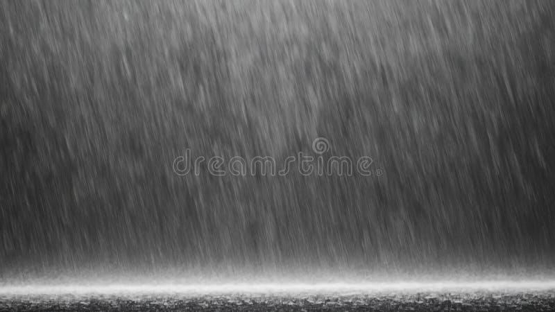 A Dramatic Scene of Heavy Rain Falling in Thick Vertical Streaks with a ...