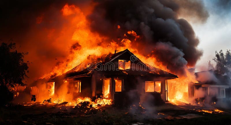 Apocalyptic House Fire stock illustration. Illustration of chaos ...