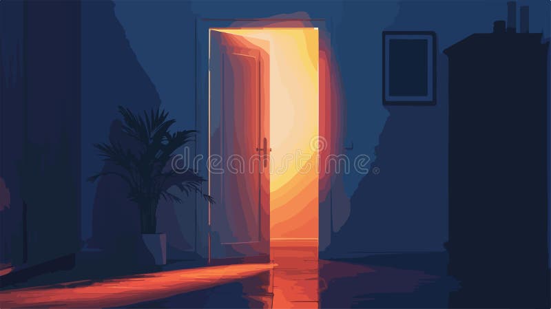 A Dramatic Scene of Light Streaming through an Open Door in a Dark Room ...