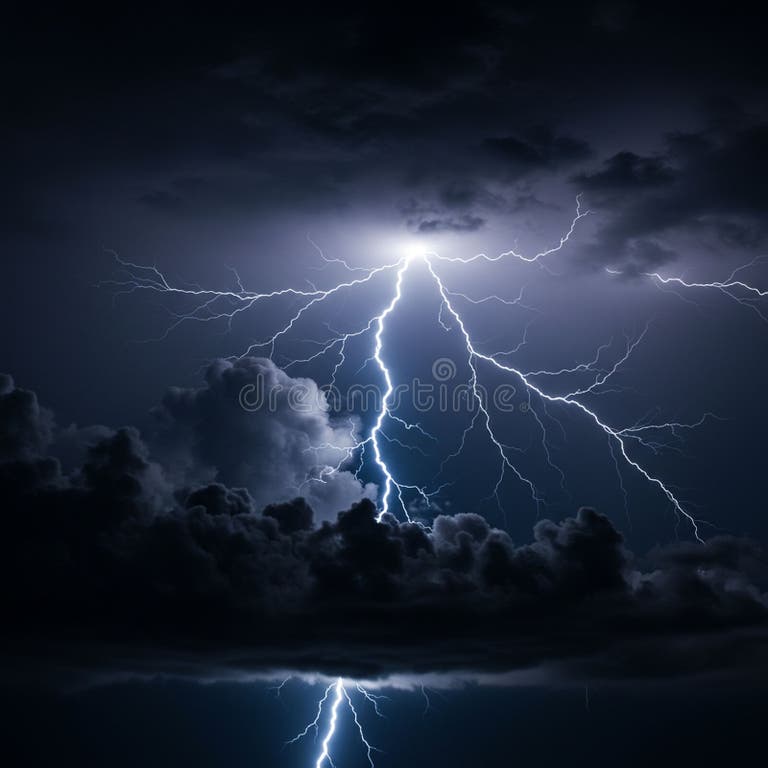 A Dramatic Scene of Lightning Cuts through Dark, Stormy Clouds. the ...