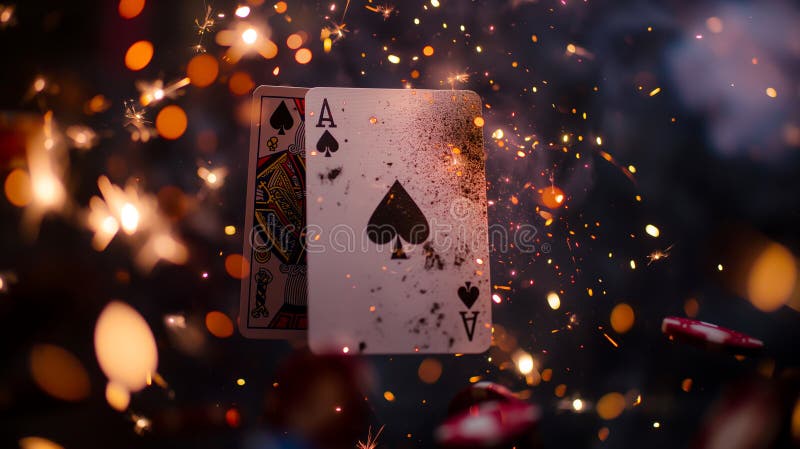 A Dramatic Scene with Playing Cards and Sparks, Capturing the Thrilling ...