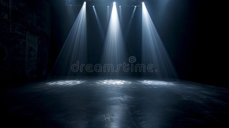 A Dramatic Scene with Powerful Stage Lights Shining Down on an Empty ...