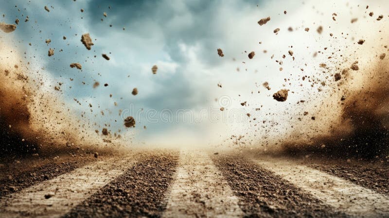 A Dramatic Scene of a Powerful Storm with Debris Flying through the Air ...
