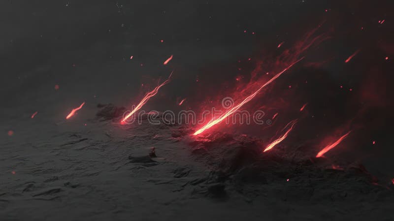 A Dramatic Scene of Red Lava-like Elements Erupting Over a Dark ...