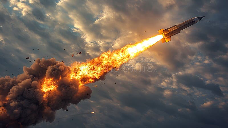 Rocket Launch Amidst Fiery Explosion Smoke Stock Photos - Free ...