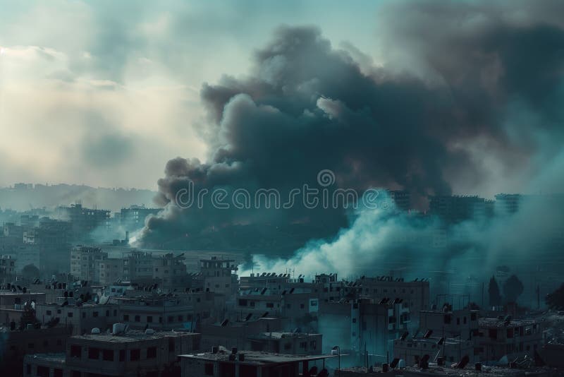 Dramatic Scene of Smoke Rising after Devastating Air Strikes in the ...