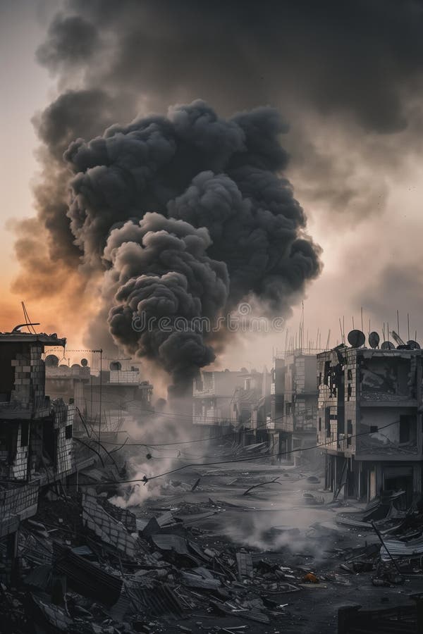 Dramatic Scene of Smoke Rising after Devastating Air Strikes in the ...
