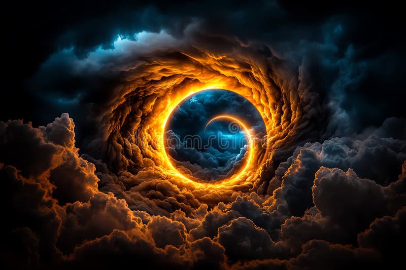 A Dramatic Scene of a Solar Eclipse with Storm Clouds Swirling Around ...