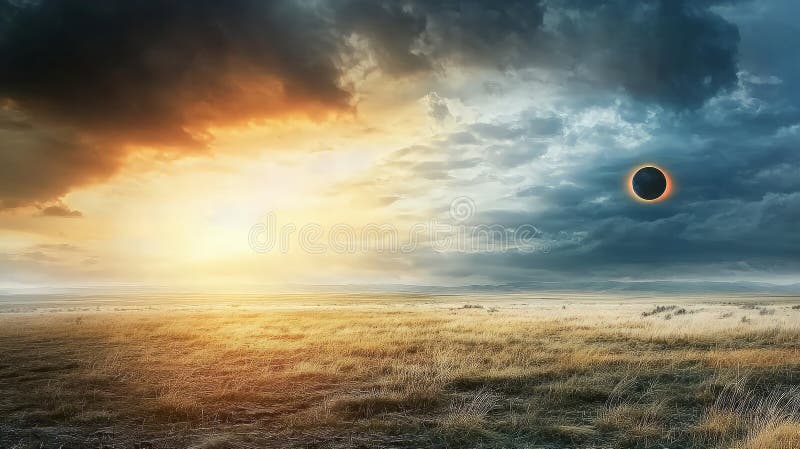 A Dramatic Scene of a Total Solar Eclipse with the Sun Setting in the ...
