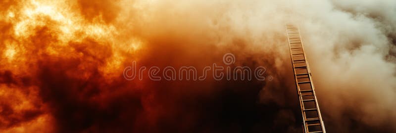 Firefighters Using Ladder Fighting Fire during Rescue Operation Stock ...