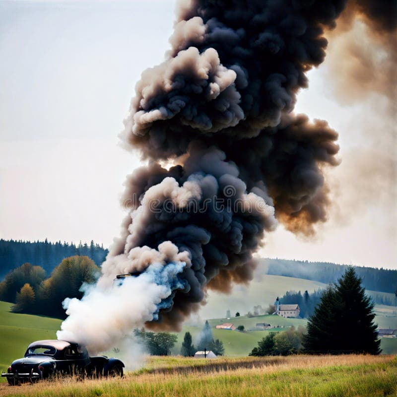 Veil of Smoke: a Car in Distress Stock Illustration - Illustration of ...