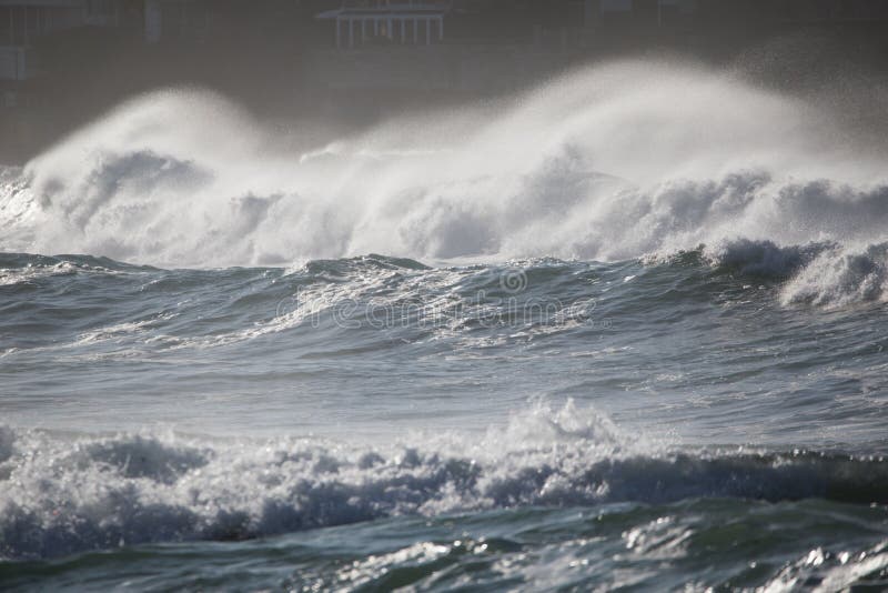 Dramatic Scenery with Foamy High Waves Splashing in the Sea Stock Image ...