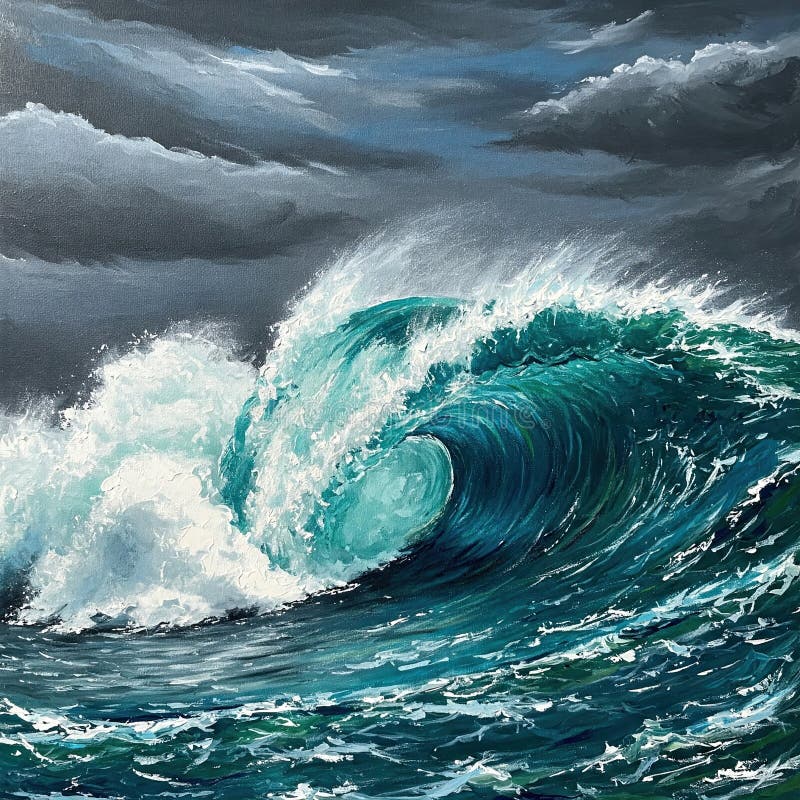 Dramatic Sea Surge with Swirling Motion Stock Illustration ...