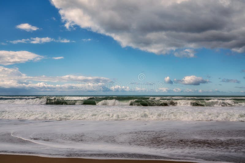 Dramatic Seascape and Cloudy Sky Stock Image - Image of empty, ocean ...