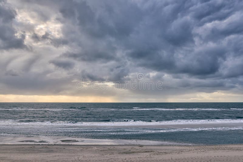 Dramatic Seascape with an Empty Beach Stock Image - Image of travel ...