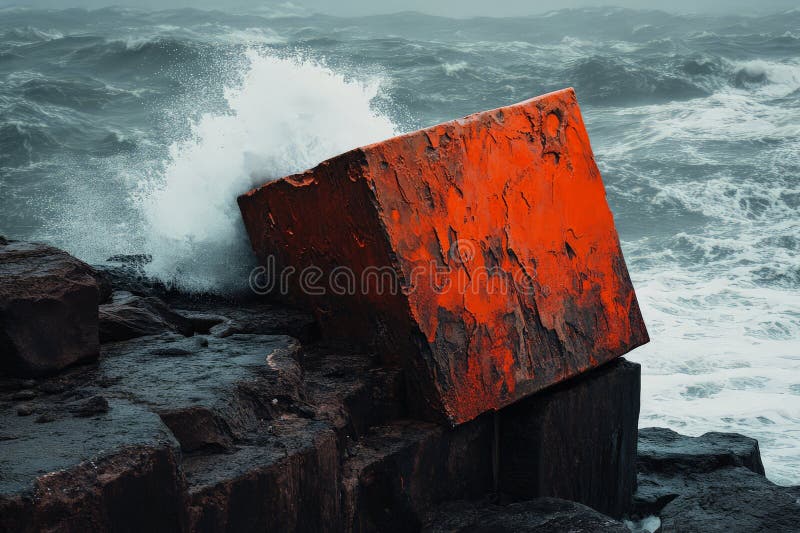 Stormy Oceanic Cliffside stock illustration. Illustration of waves ...