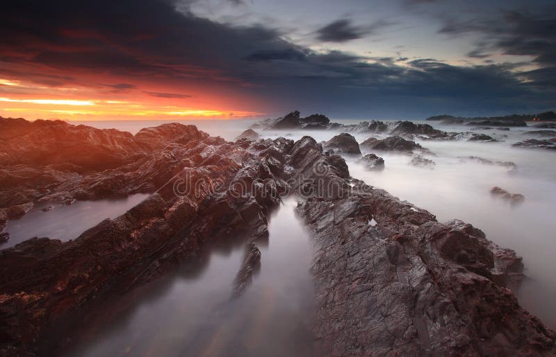 Dramatic Seascape stock image. Image of tropical, long - 32049701