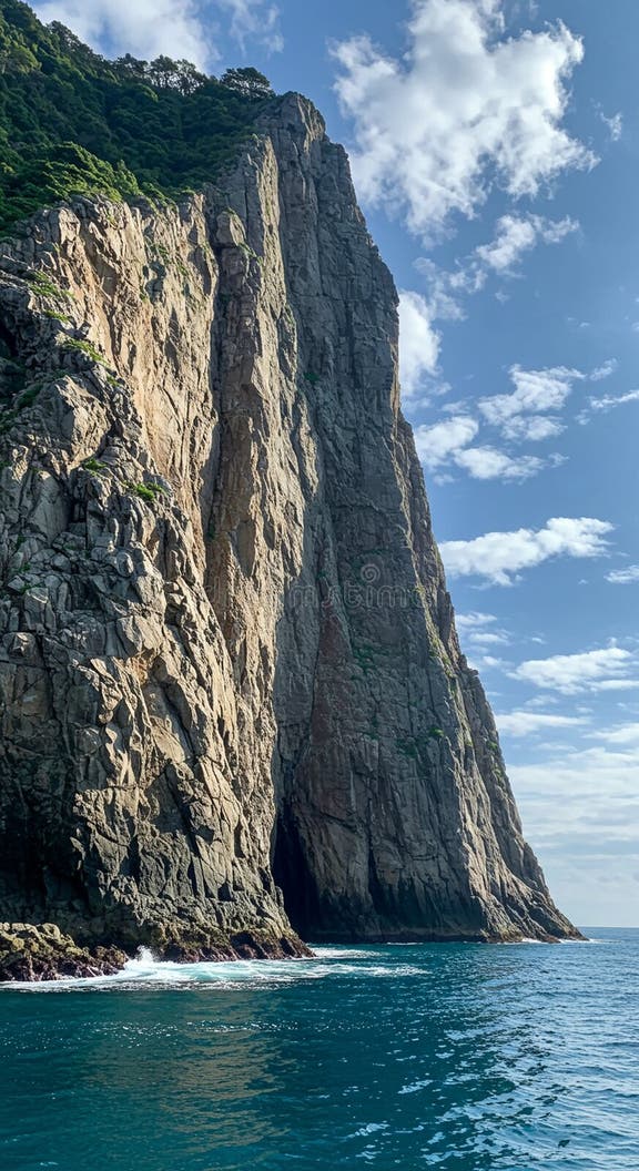 Dramatic Seaside Cliff Formation with Rugged, Vertical Rock Face ...