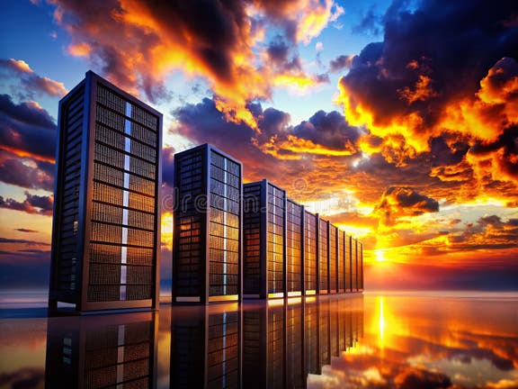 Dramatic Server Silhouette Against a Dynamic Cloud Computing Background ...
