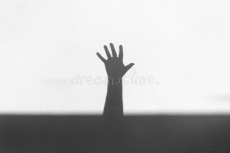 Dramatic Shadow Hand Request for Help, Black and White Style. Stock ...