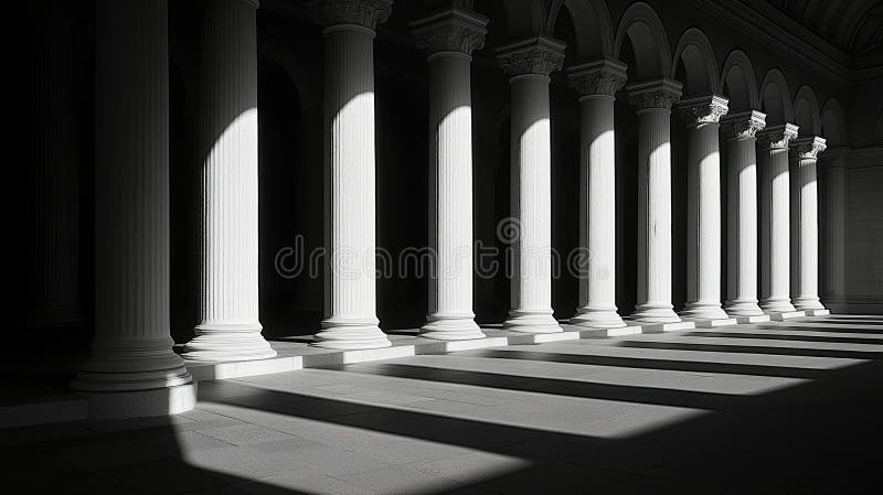 Dramatic Shadows Cast on Ancient Columns in Architectural, AI ...