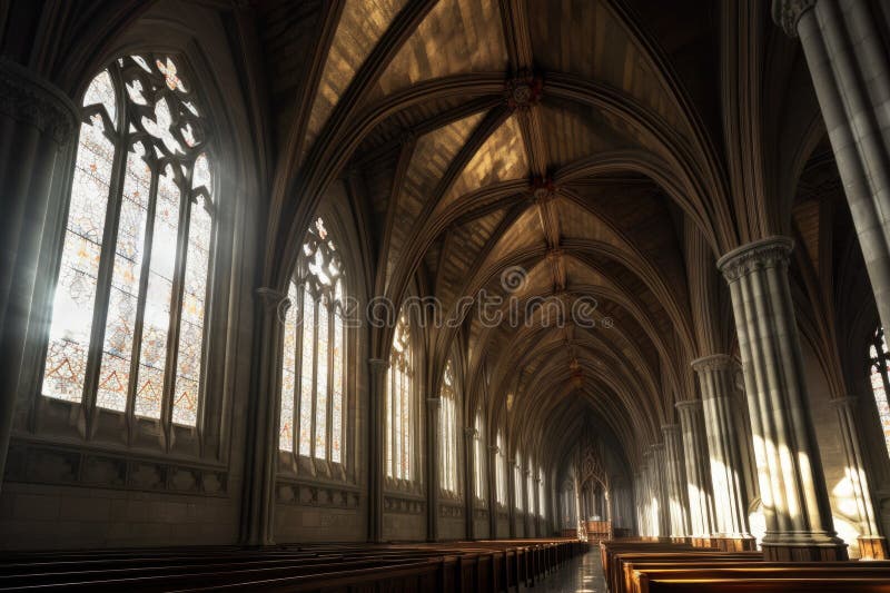 Dramatic Shadows Cast on Cathedral Ceiling Stock Illustration ...