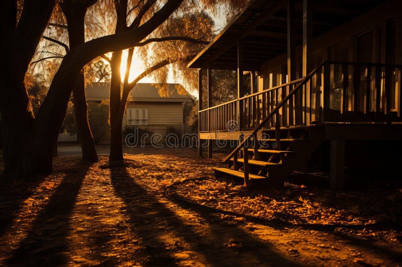 The Dramatic Shadows Cast by Golden Hour Light Stock Illustration ...