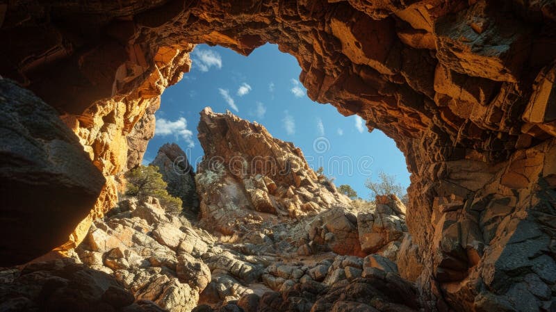 Dramatic Shadows Cast through a Natural Rock Arch Creating a Stunning ...