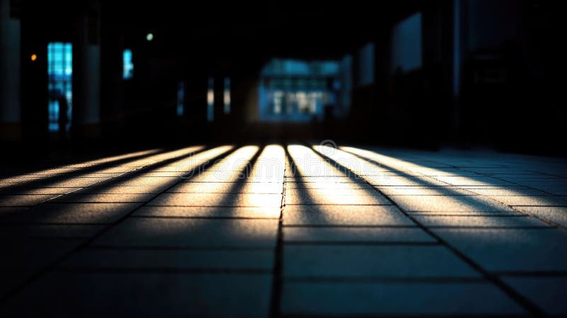 Dramatic Shadows Cast on Tiled Floor in Dimly Lit Interior Stock ...