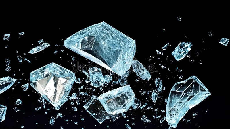 Dramatic Shards of Shattered Glass Sparkle Against Dark Backdrop ...