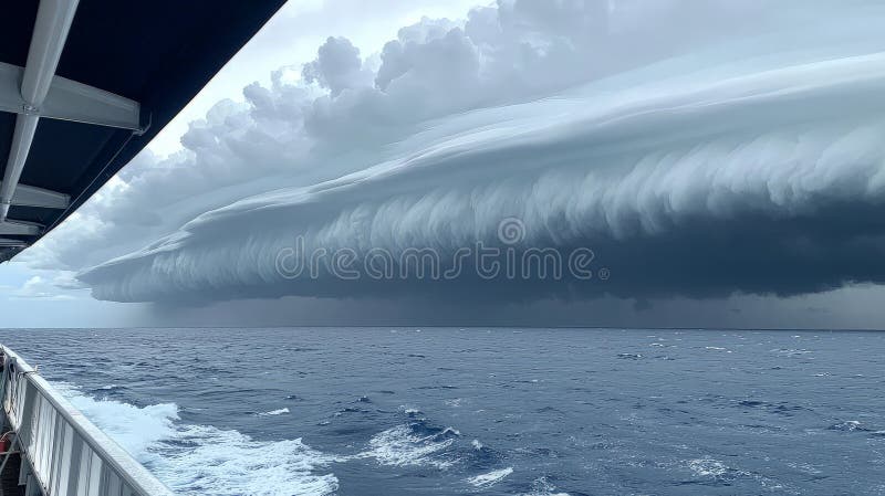 Dramatic Shelf Cloud Over Ocean, Seen from Boat Stock Image - Image of ...