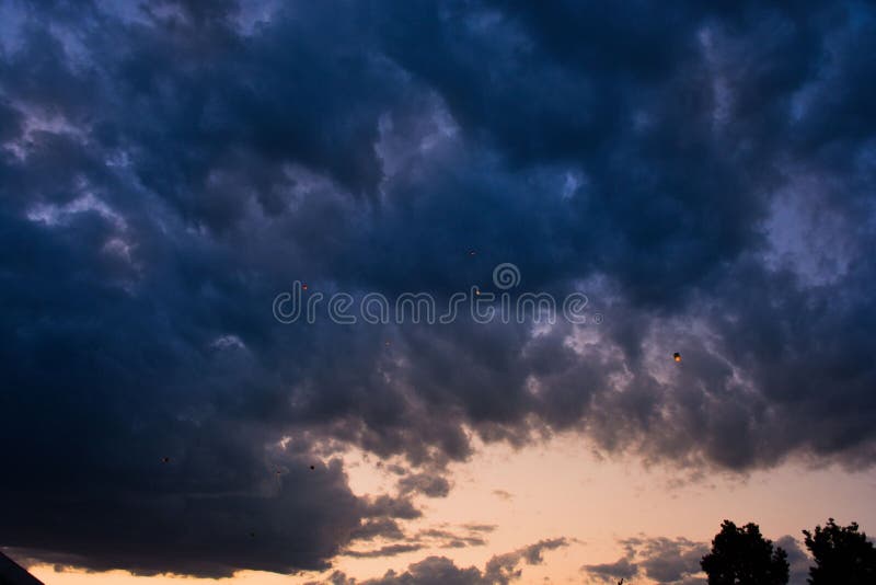 Dramatic Shot of Dark Clouds before Storm, at the Sunset Stock Photo ...