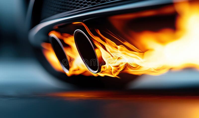 Fiery Exhaust Flames Blast Out of a Car S Tailpipe, Showcasing Intense ...