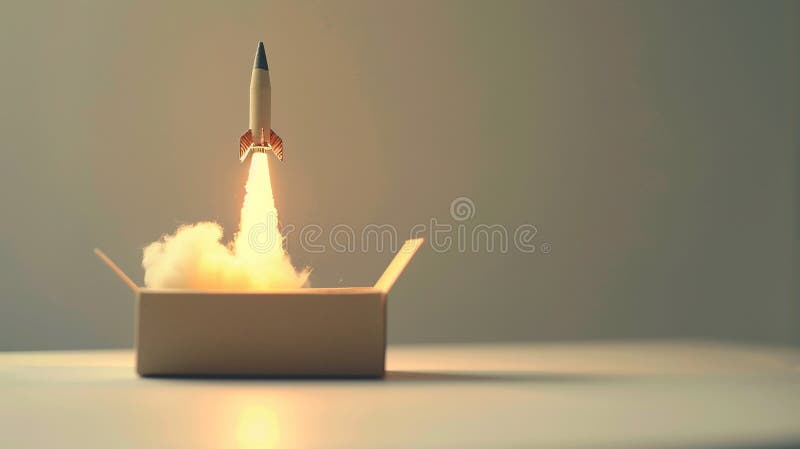 Dramatic Shot of a Miniature Rocket Launching from a Makeshift ...