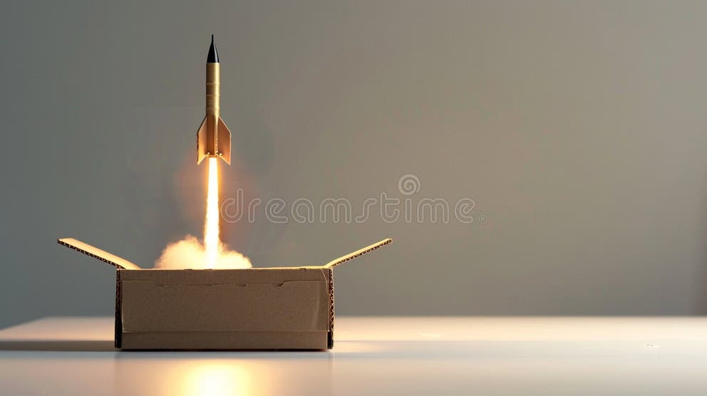 Dramatic Shot of a Miniature Rocket Launching from a Makeshift ...