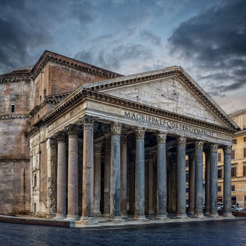 Dramatic Shot of Pantheon in Rome, Italy Stock Image - Image of ...