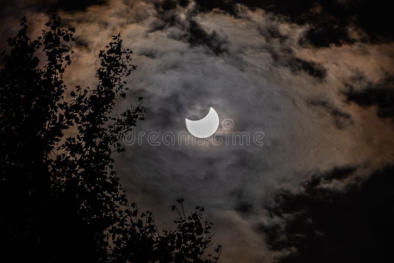 Dramatic Shot of a Solar Eclipse Glowing Bright at Night Stock Image ...