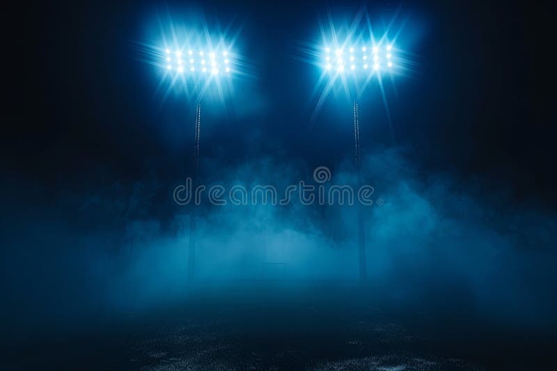 Dramatic Shot of Stadium Lights Illuminating the Darkness. Motion ...