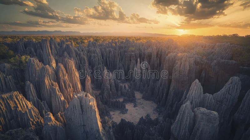 A Dramatic Shot of the Tsingy De Bemaraha Stone Forest, Showing the ...