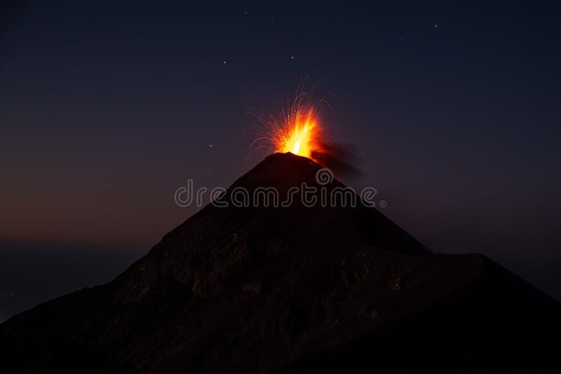 Dramatic Shot of a Volcanic Eruption, with a Cloud of Ash and Lava ...