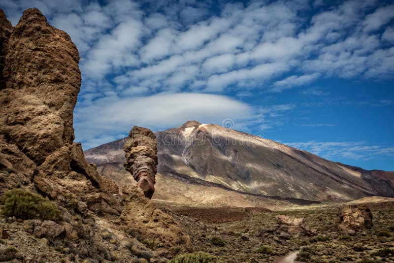 Dramatic Shot of Volcanic Mount Teide with Beautiful Sky Stock Photo ...