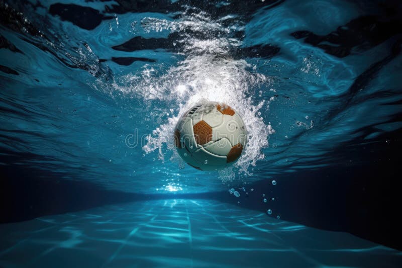 Dramatic Shot of Water Polo Ball Splashing into the Pool Stock Image ...