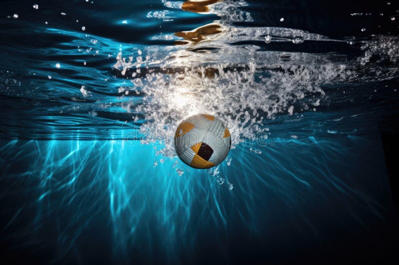 Dramatic Shot of Water Polo Ball Splashing into the Pool Stock Photo ...
