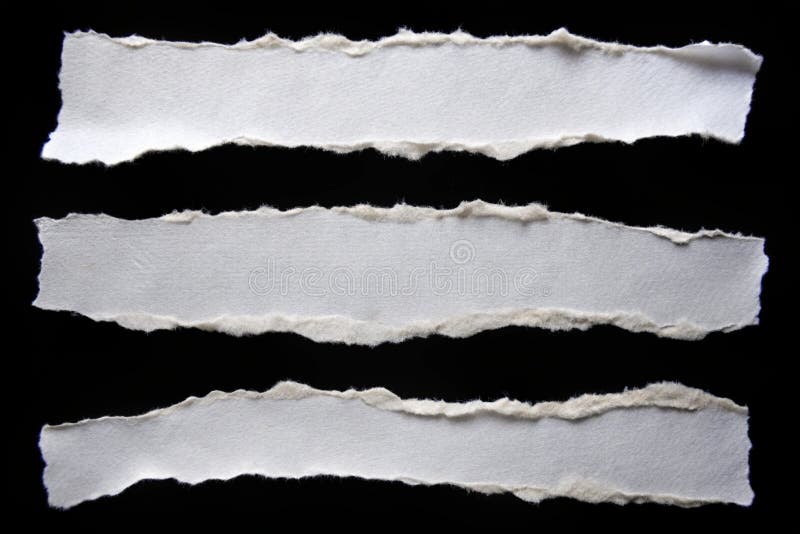 White Ripped Paper Strips on Black Background Stock Illustration ...